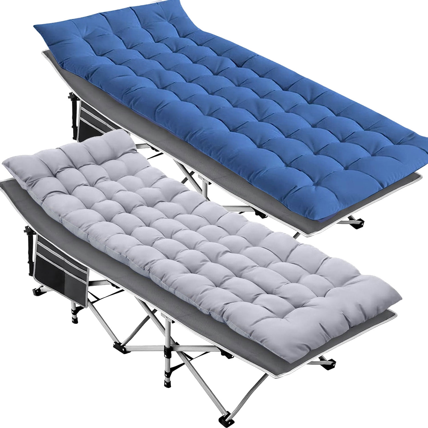 SUGIFT 2 Pack Portable Camping Cot for Adults Folding Bed with Mattress ...