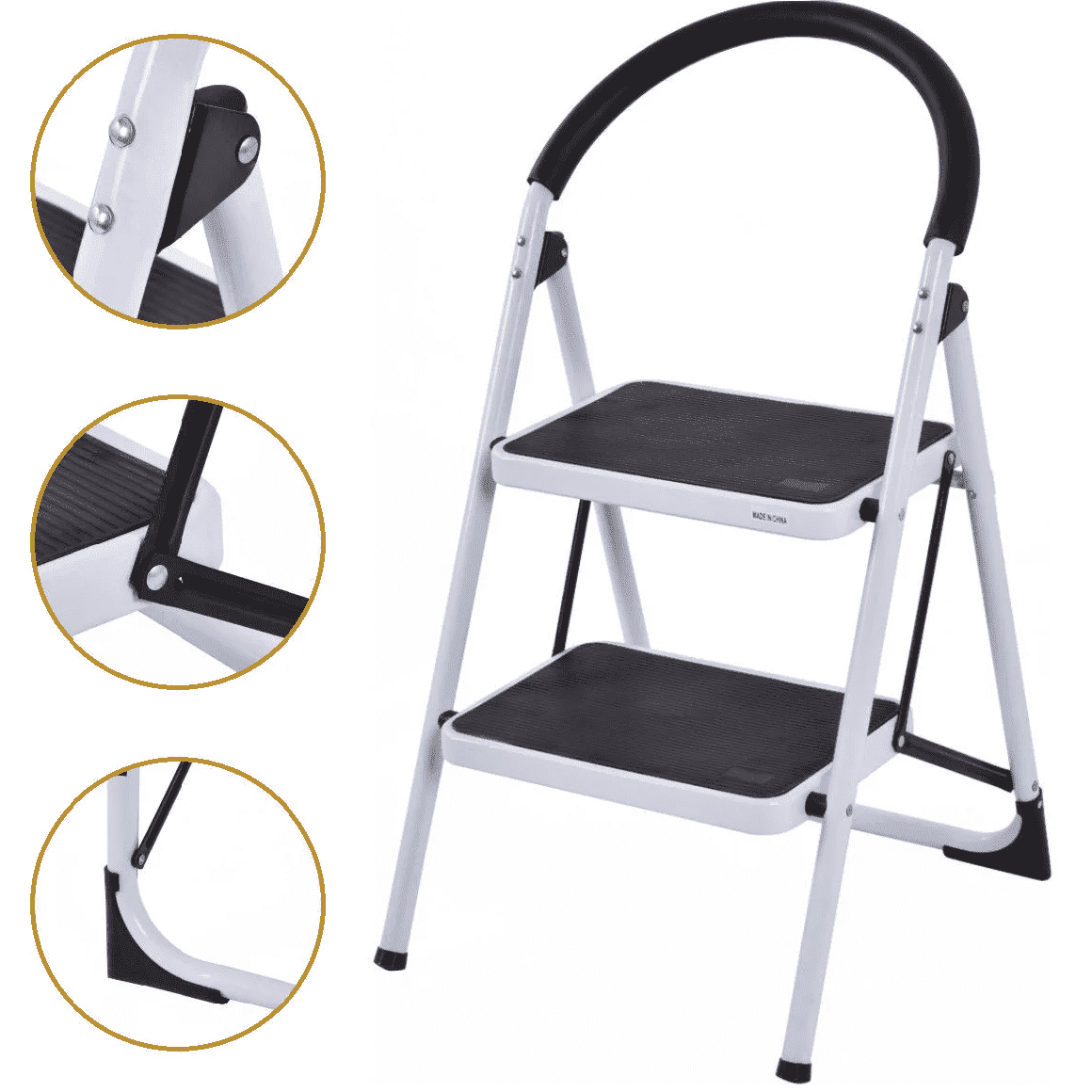 SUGIFT 2 Step Ladder 330lbs Capacity Step Stool for Home Portable ...