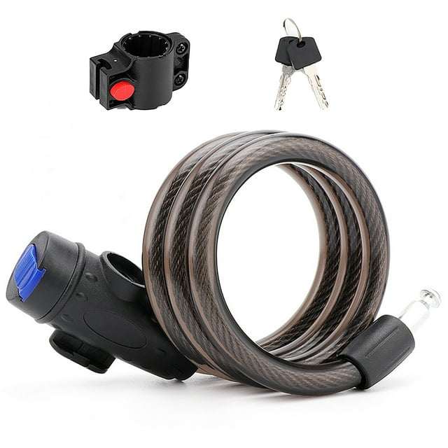 SUGIFT 3.3 ft. x 12mm Key Cable Bike Lock, Vinyl Covered Flexible Steel ...