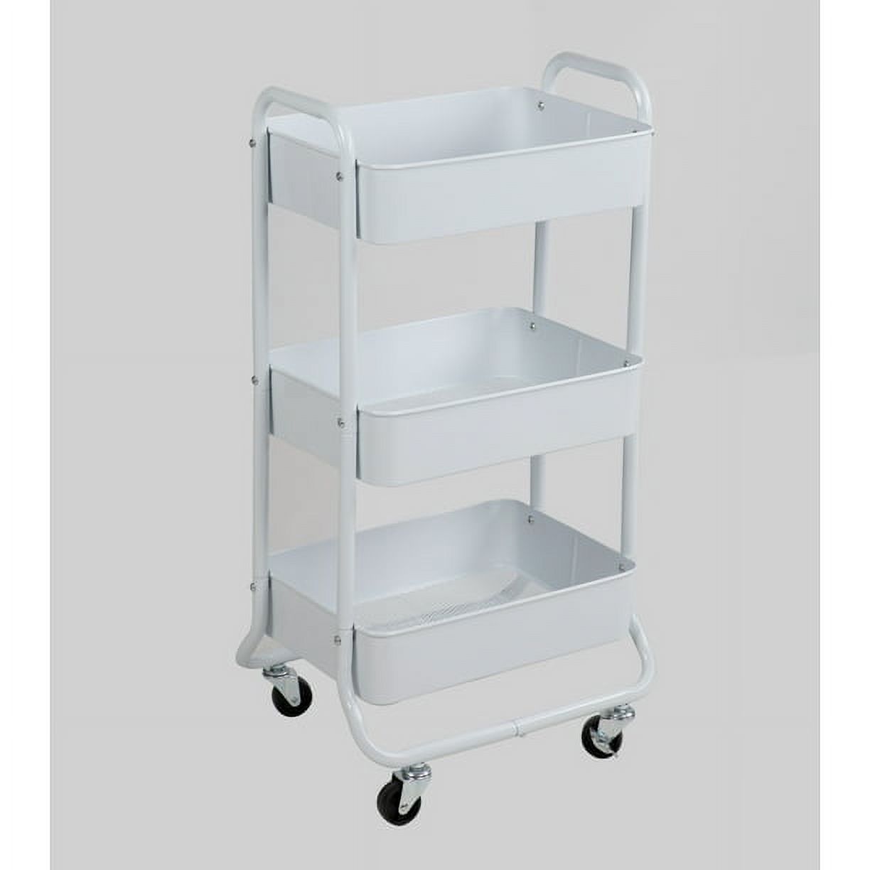SUGIFT 3 Tier Metal Utiltiy Cart Arctic White, Easy Rolling, Powder ...