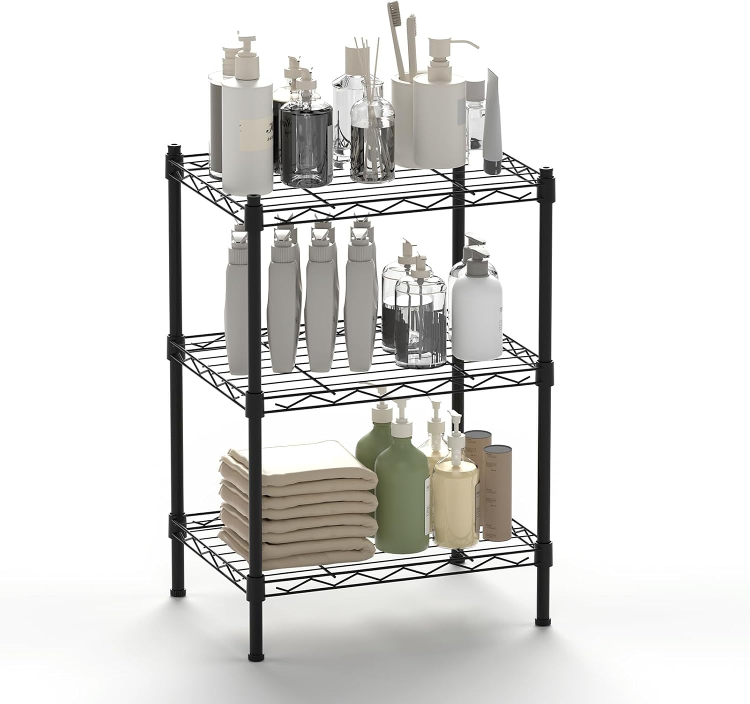 SUGIFT 3-Tier Strong Storage Shelving Unit,Kitchen Metal Wire Shelving ...