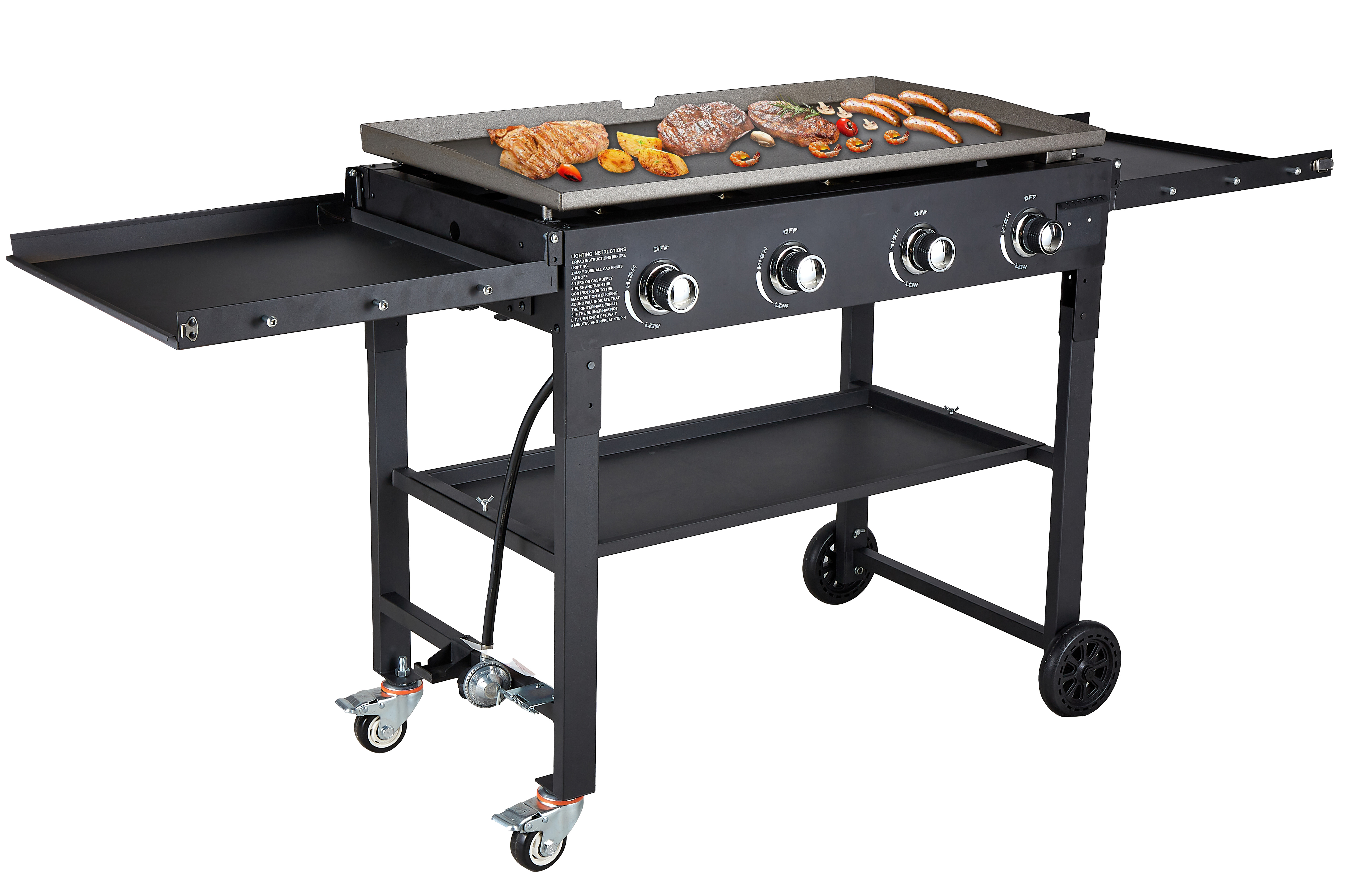 BENTISM 4-Burner 36" Griddle Cooking Station Countertop Commercial Gas ...