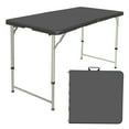 SUGIFT 4 Foot Folding Table Black Indoor Outdoor Folding Card Table ...