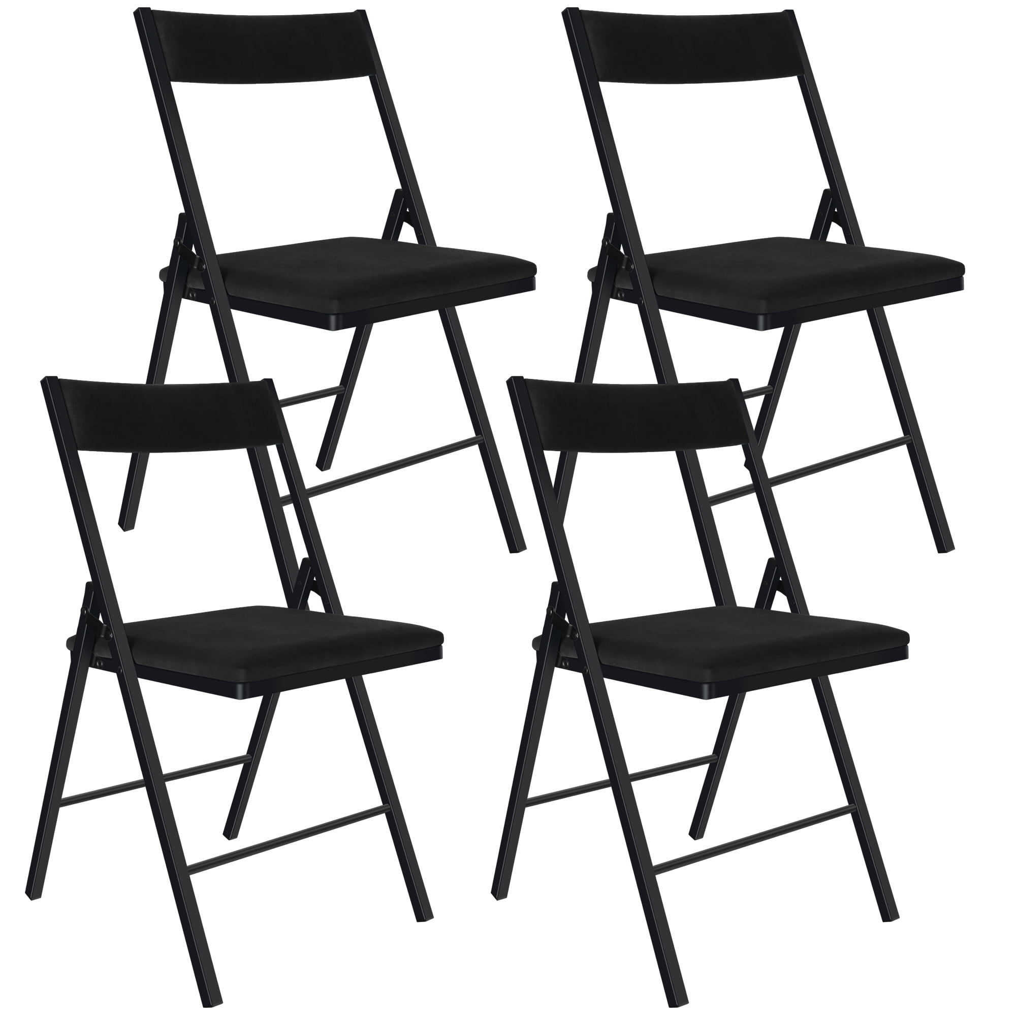 SUGIFT 4 Packs Folding Chairs with Padded Seats,Metal Frame with Velvet ...