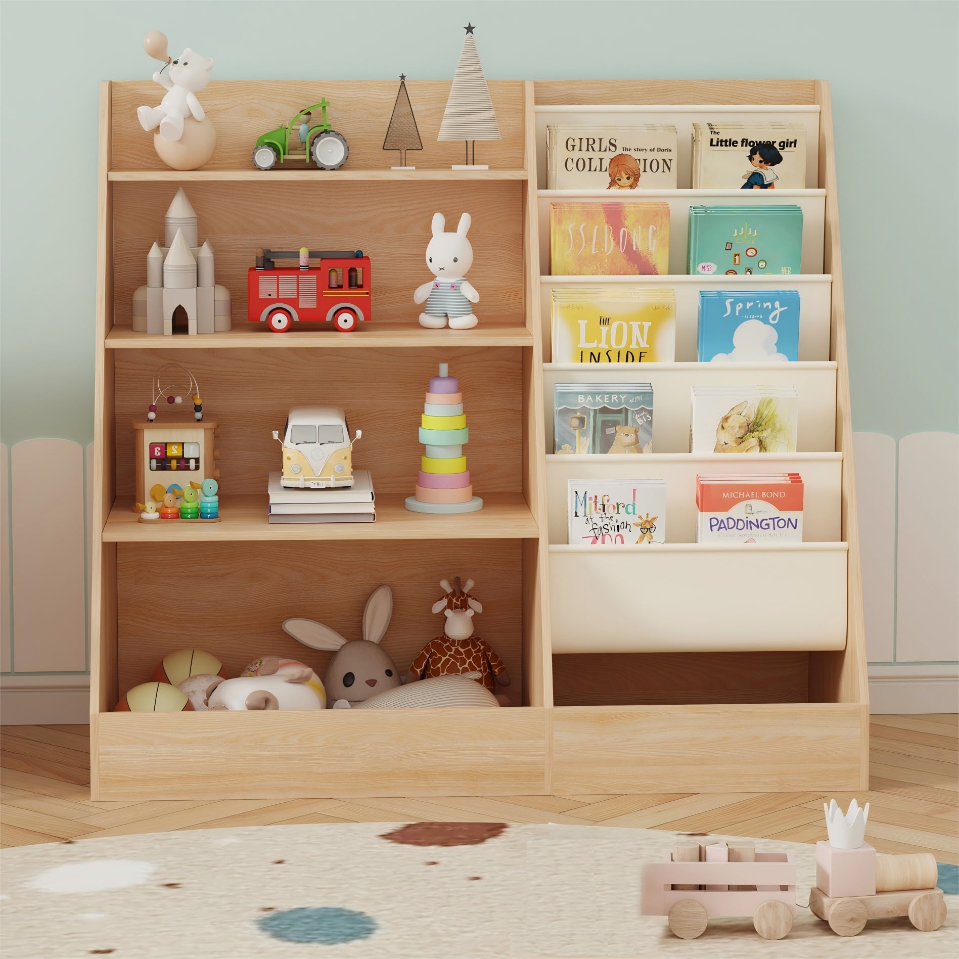 SUGIFT 4 Tier Kids Bookshelf, Kids Toy Organizer with 5 compartments ...