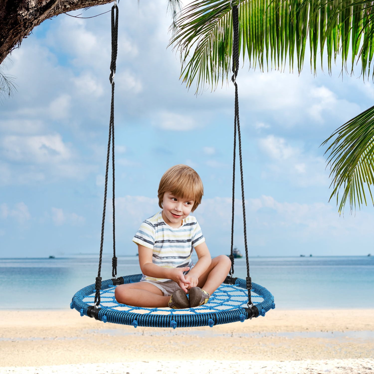 SUGIFT 40" Spider Web Rope Swing Chair Tree Swing Set for Kids, Adults ...