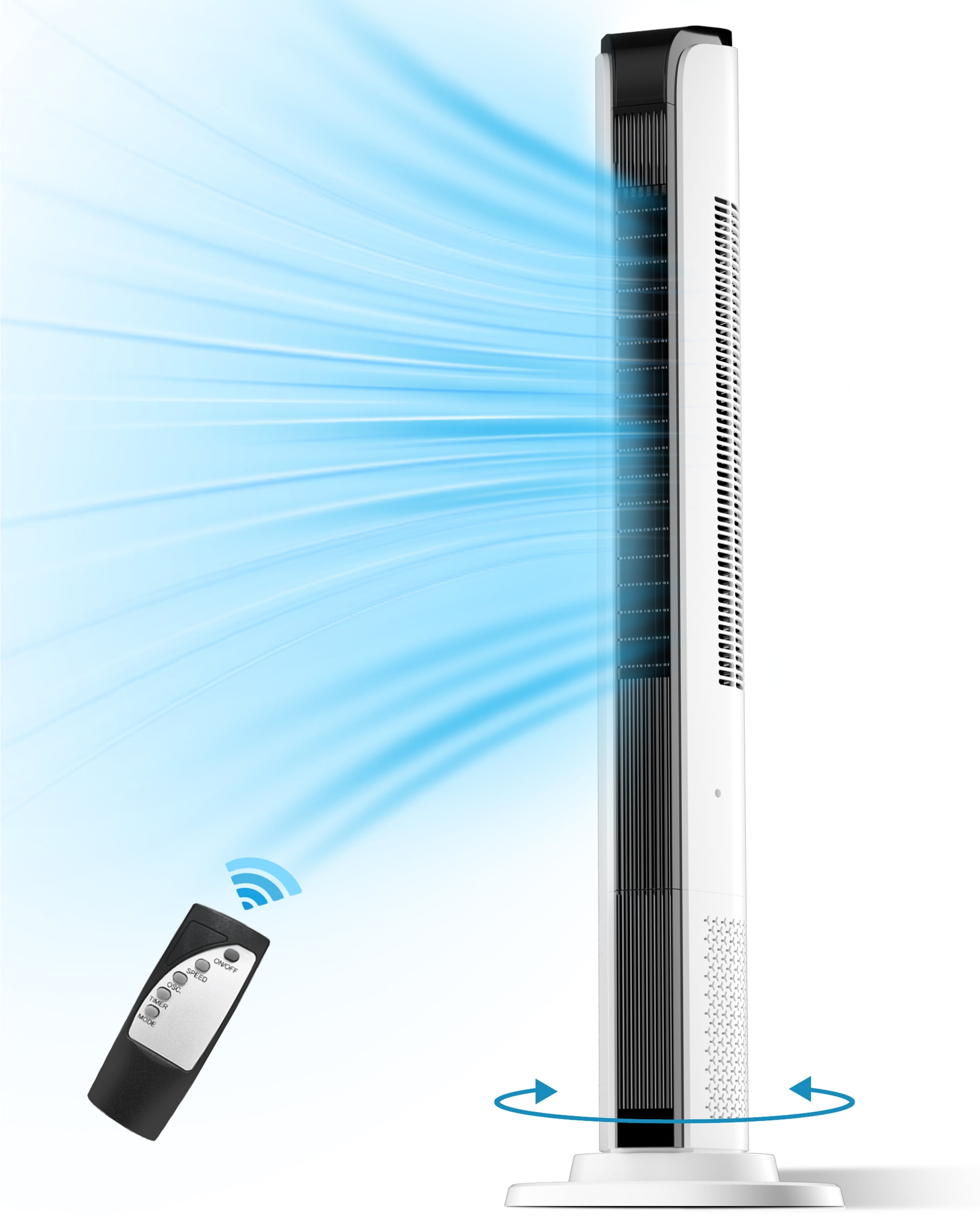 "SUGIFT 43"" Tall Control Bladeless Tower Fan, 60˚ Oscillating with 3 ...