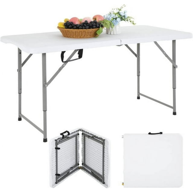SUGIFT 4ft Folding Table, Adjustable Height Camping Table Office Table for Indoor/Outdoor Picnic ...