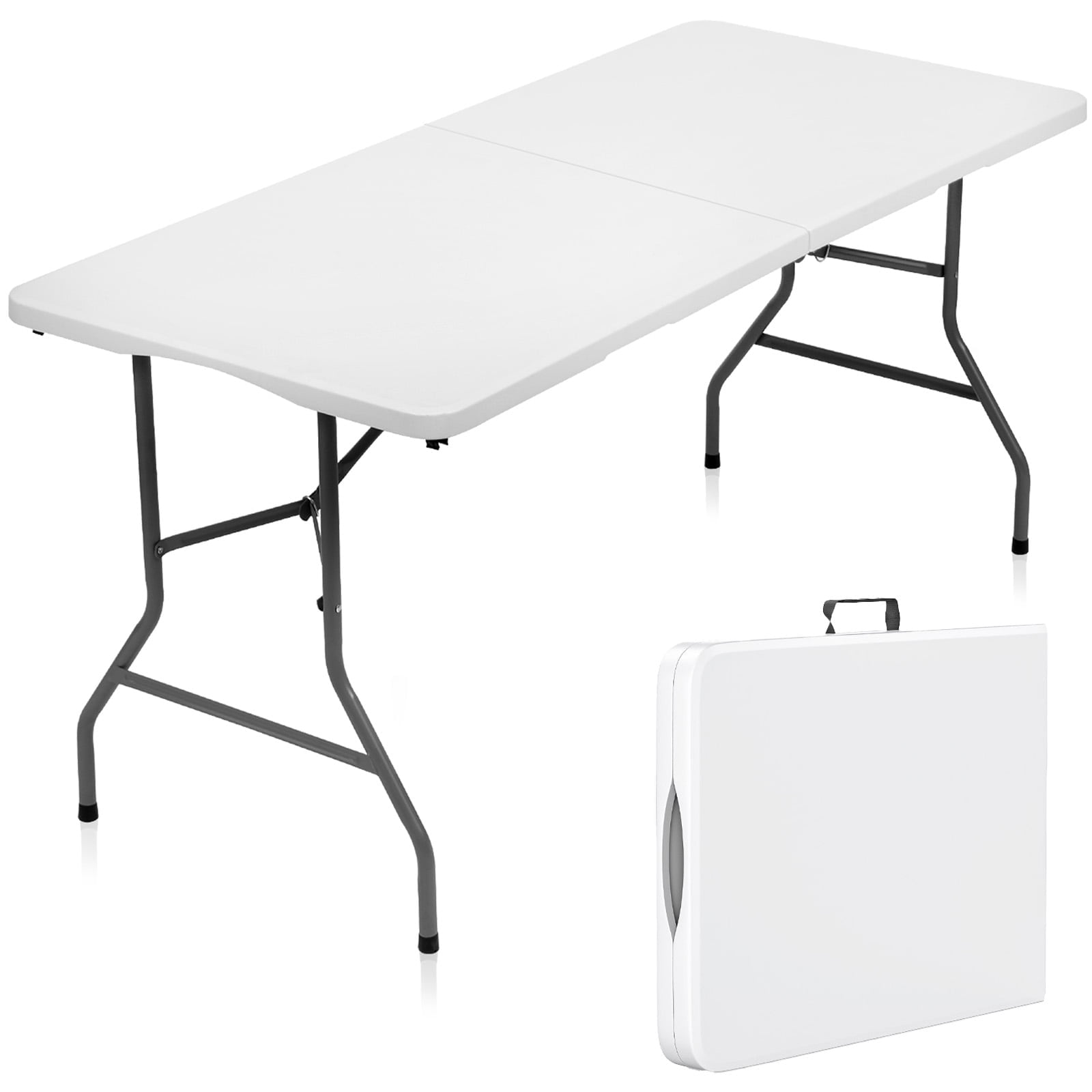 SUGIFT 5 ft Folding Table Plastic Foldable Table Portable Plastic Table ...