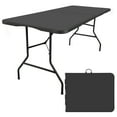 SUGIFT 6 ft Rectangular Black Plastic Folding Table - Walmart.com