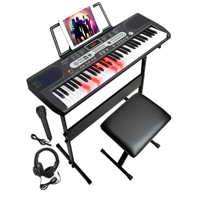 SUGIFT 61 Key Electric Keyboard Piano with Lighted Keys Portable Piano ...