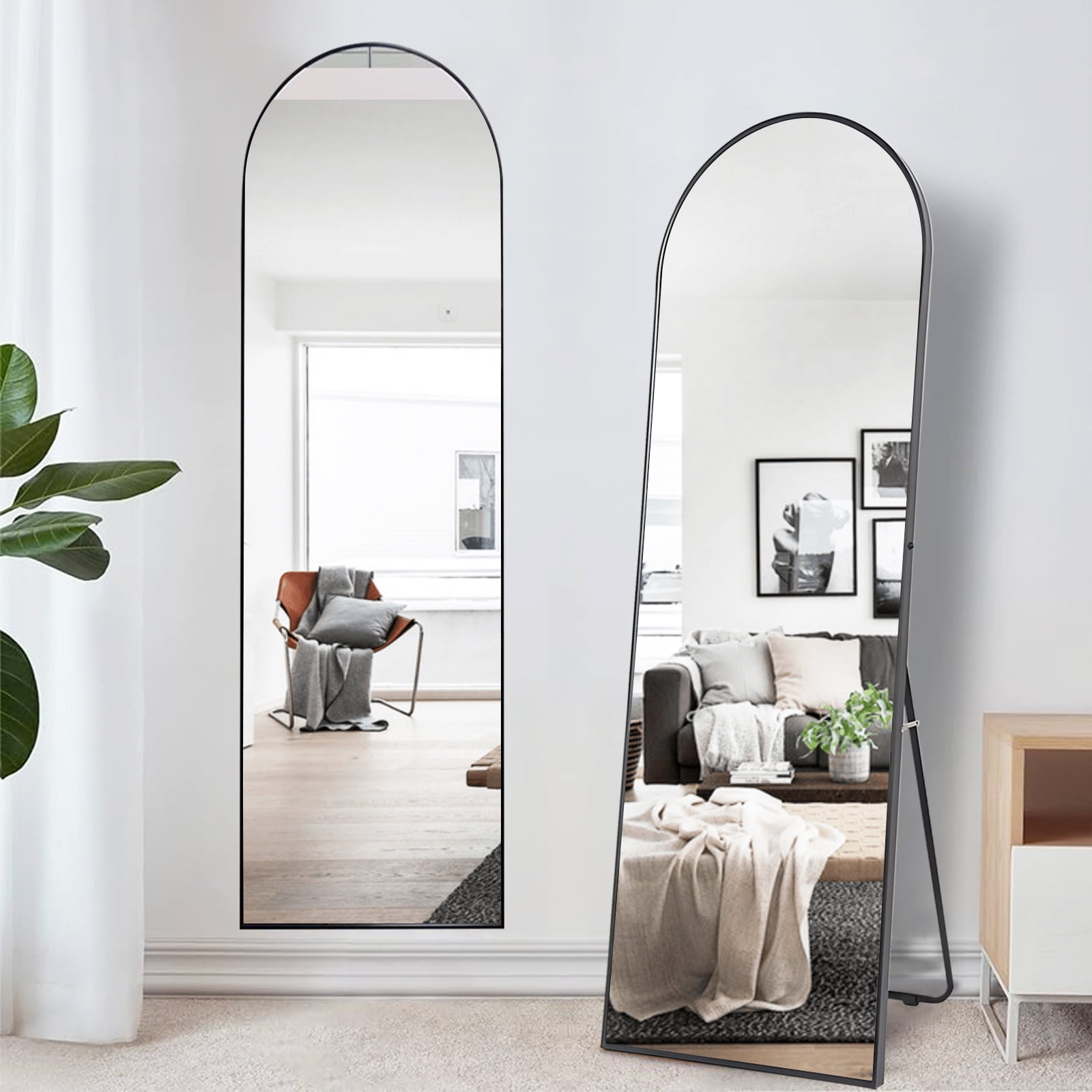 SUGIFT 65''x22'' Arched Full Length Mirror, Floor Mirror with Stand ...