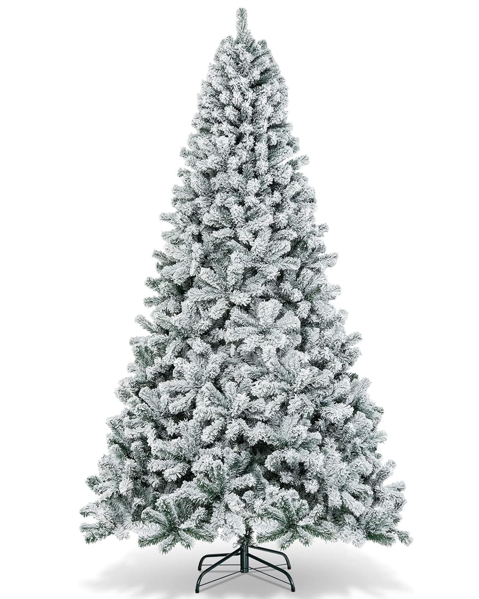 SUGIFT 6ft Premium Artificial Snow Flocked Holiday Christmas Tree ...