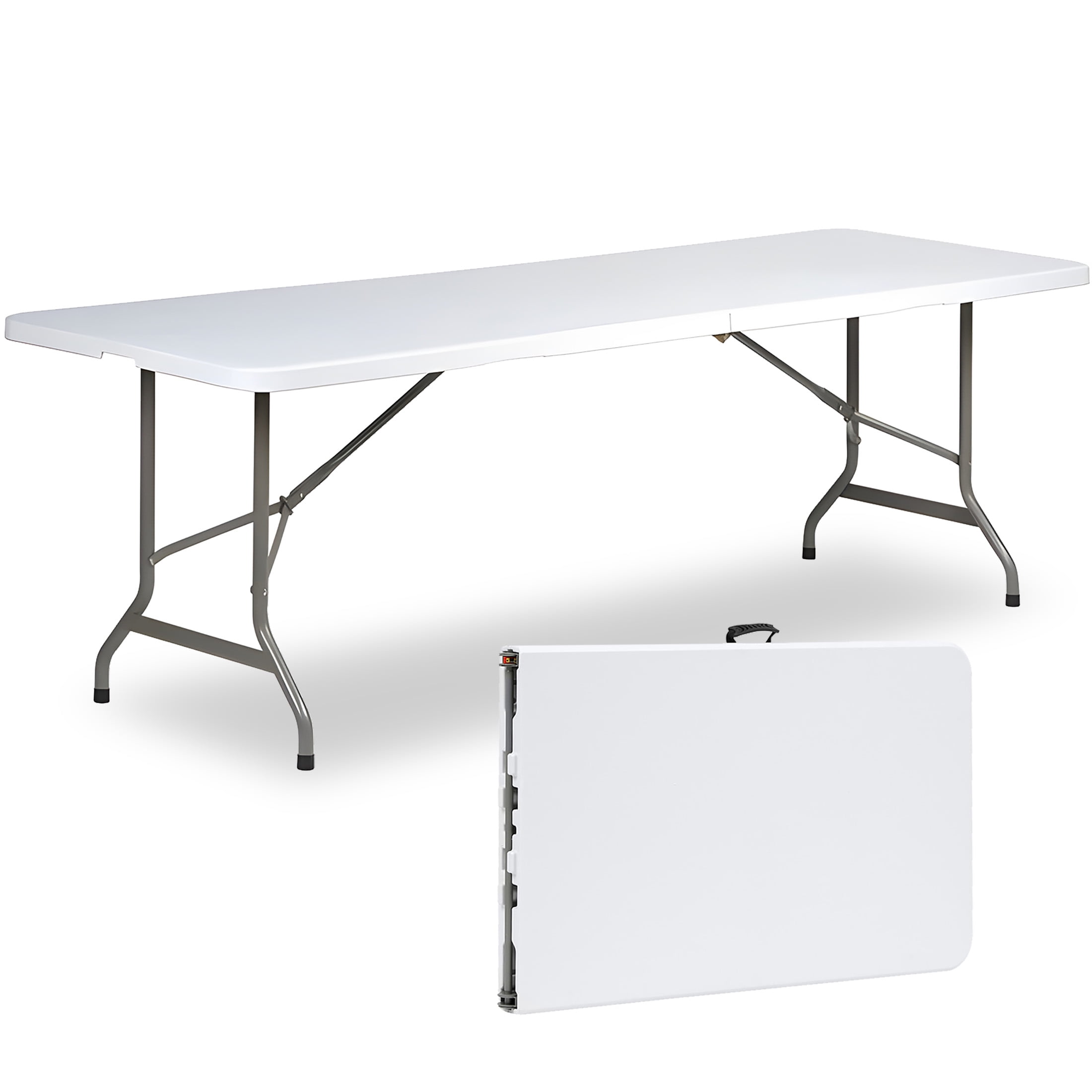 SUGIFT 8 ft Folding Table Rectangular White Folding Plastic Table ...