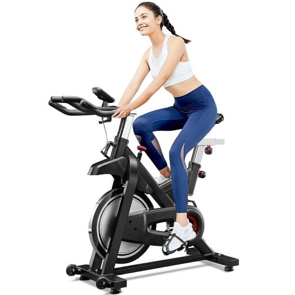 SUGIFT Black Exercise Bike, Indoor Stationary Bike with LCD Display and ...