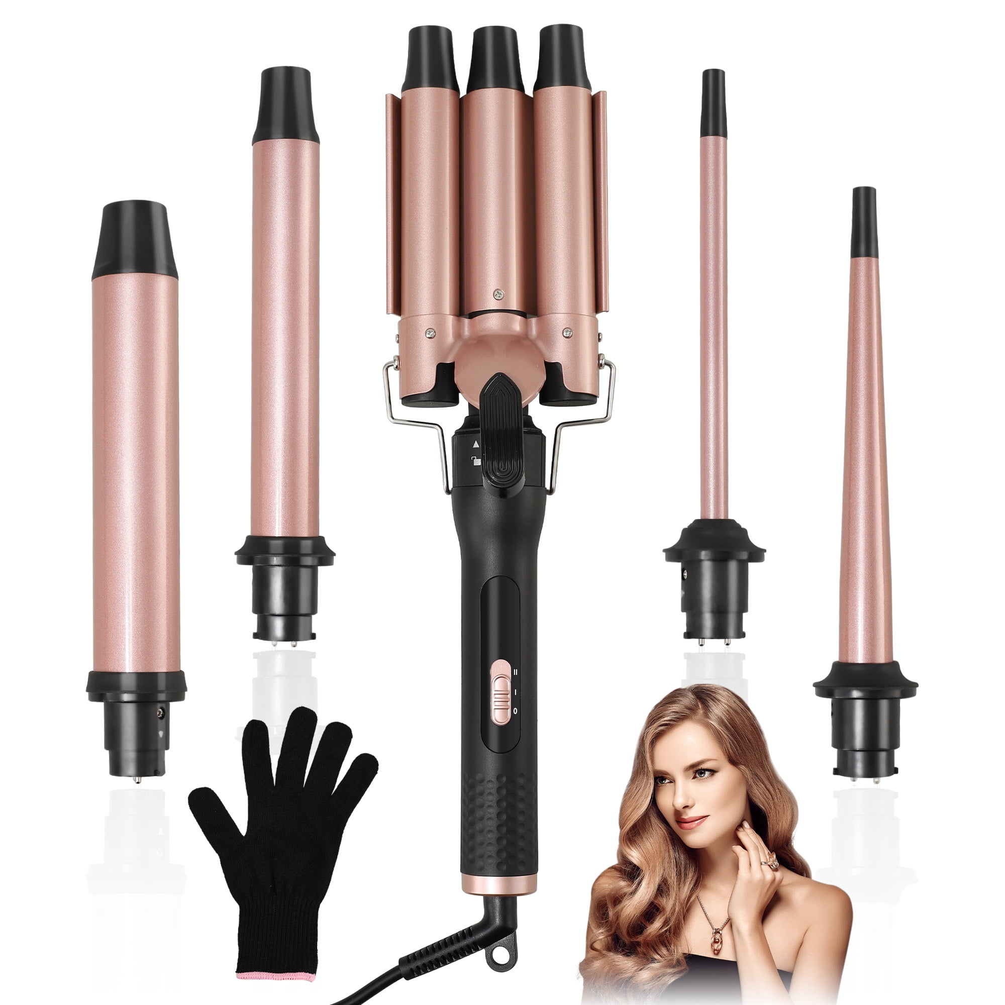 SUGIFT Curling Iron Set, 5 in 1 Curling Wand Set Interchangeable ...