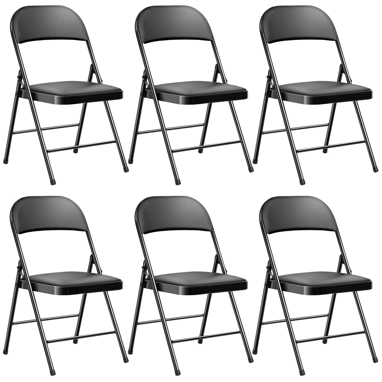 SUGIFT Deluxe Padded Seat and Metal Back Folding Chairs, Black, 6 Pack ...