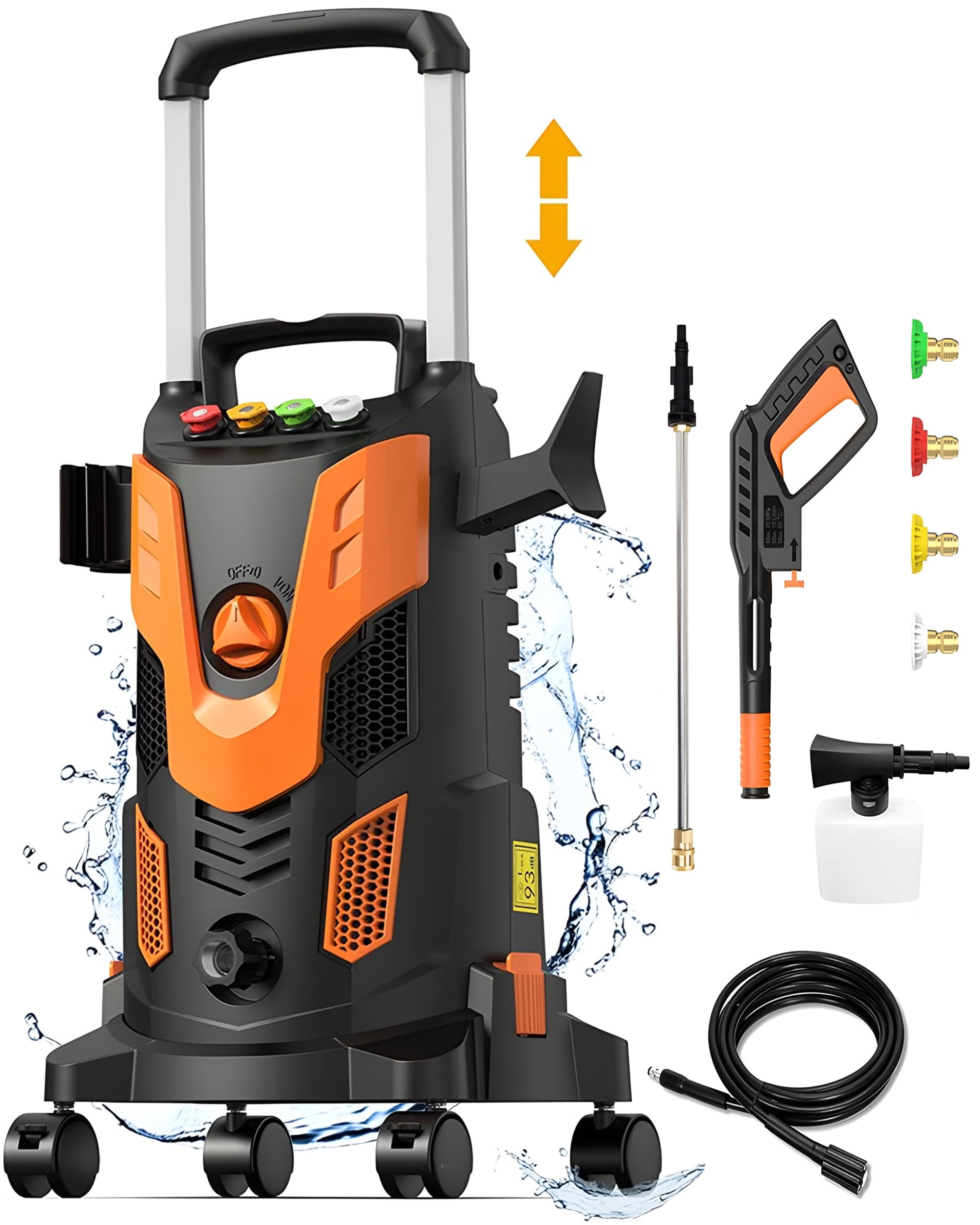 SUGIFT 2800 PSI Electric Pressure Washer, 2.5 GPM, 360° Wheels, 4 ...