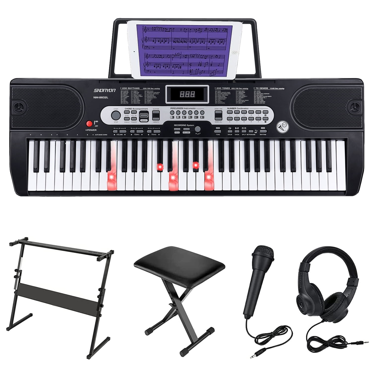 SUGIFT Folding 88 Key Keyboard Piano Semi-Weighted Piano Keyboard 88 ...