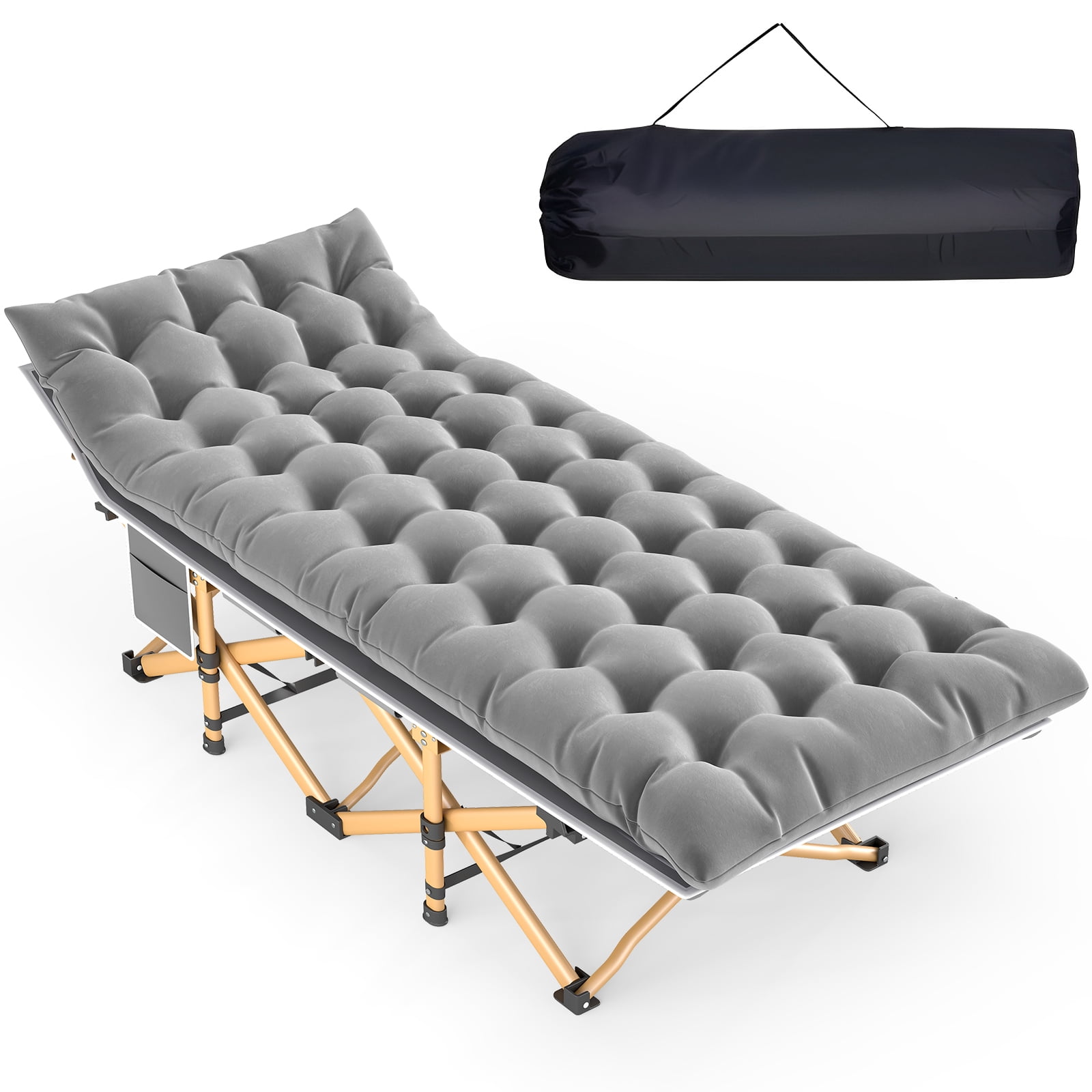 SUGIFT Folding Camping Cot W/Mat for Adults, Heavy Duty Outdoor Bed ...