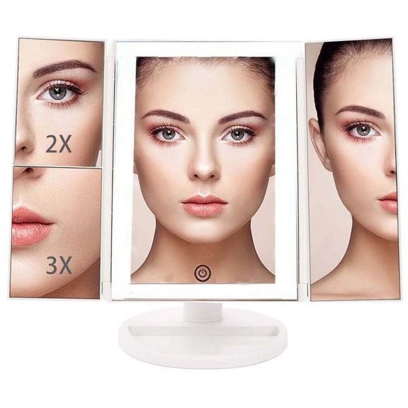 Black / White Fashion Makeup Mirror with 22 LED Light for Women, 12 ...