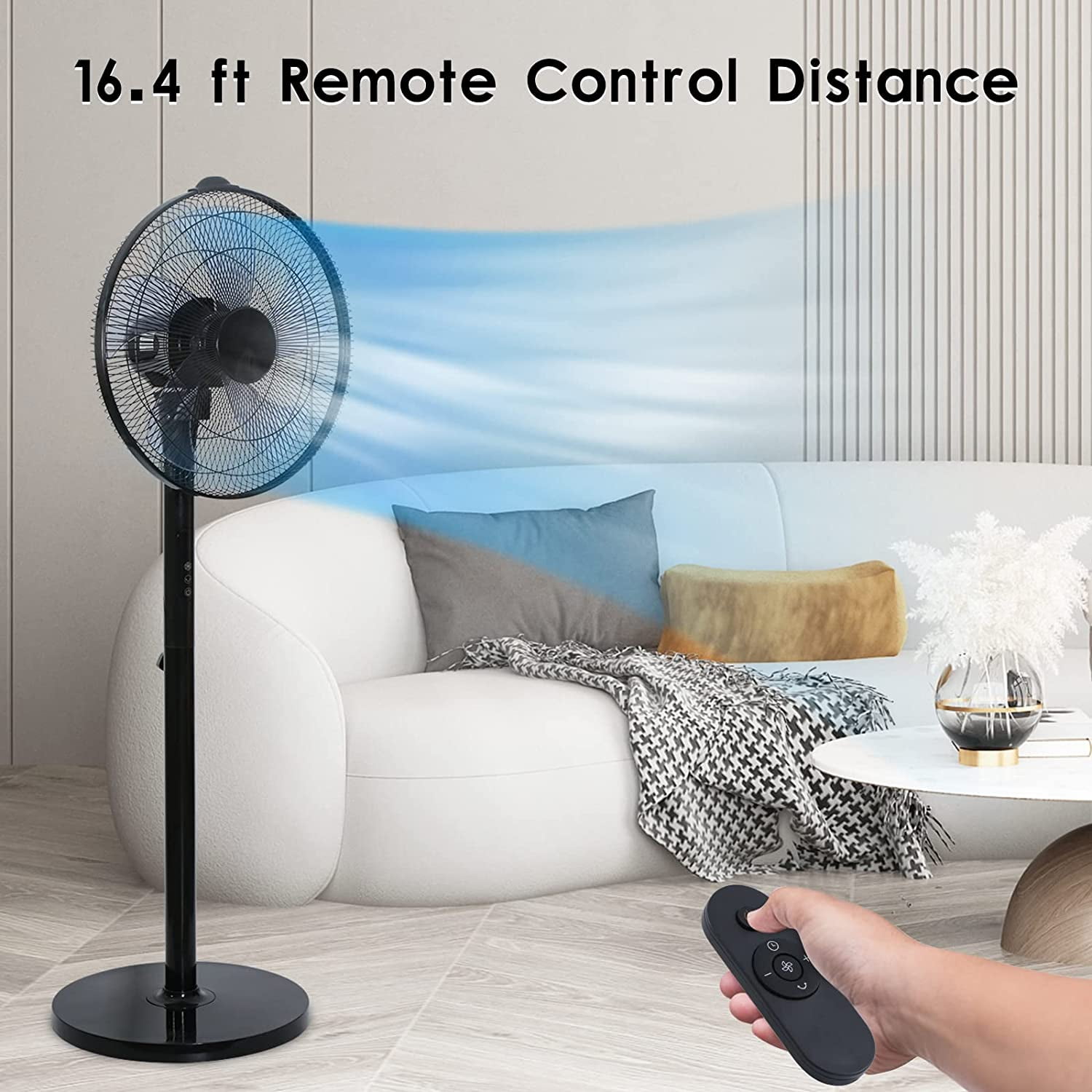 SUGIFT 14 in 12-Speed Remote Controlled Oscillating Pedestal Fan ...