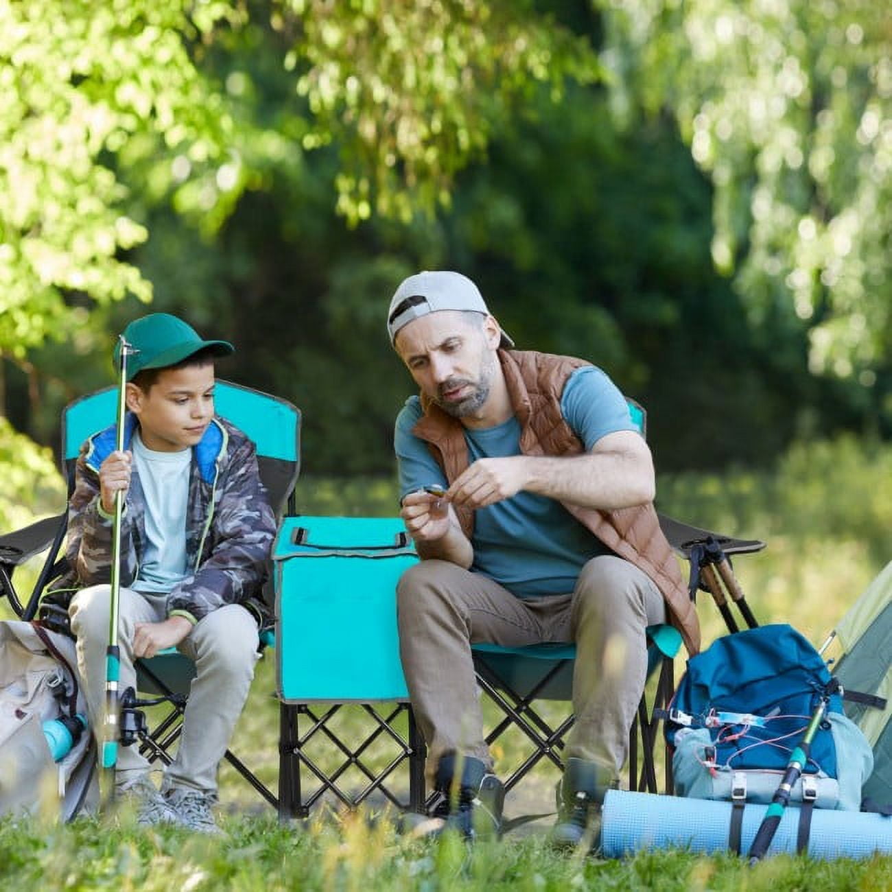 SUGIFT Portable Folding Camping Canopy Chairs 2 Seat Chair with Cup ...