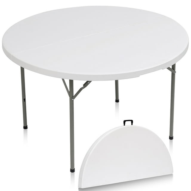 SUGIFT Round Folding Table 4Ft Indoor Outdoor Plastic Table for Kitchen ...