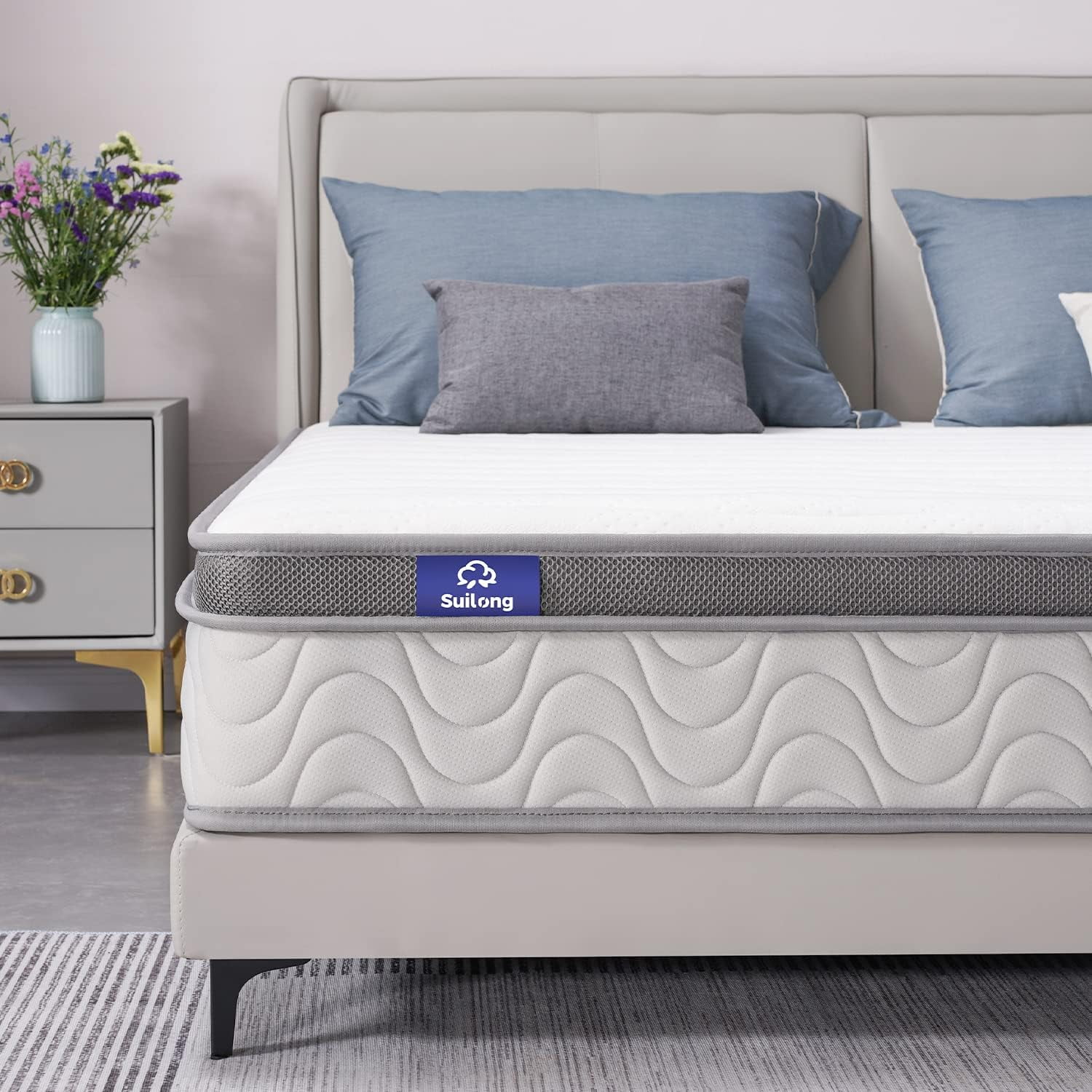 SUI LONG King Mattress, 10inch Gel Memory Foam & Pocket Innerspring ...