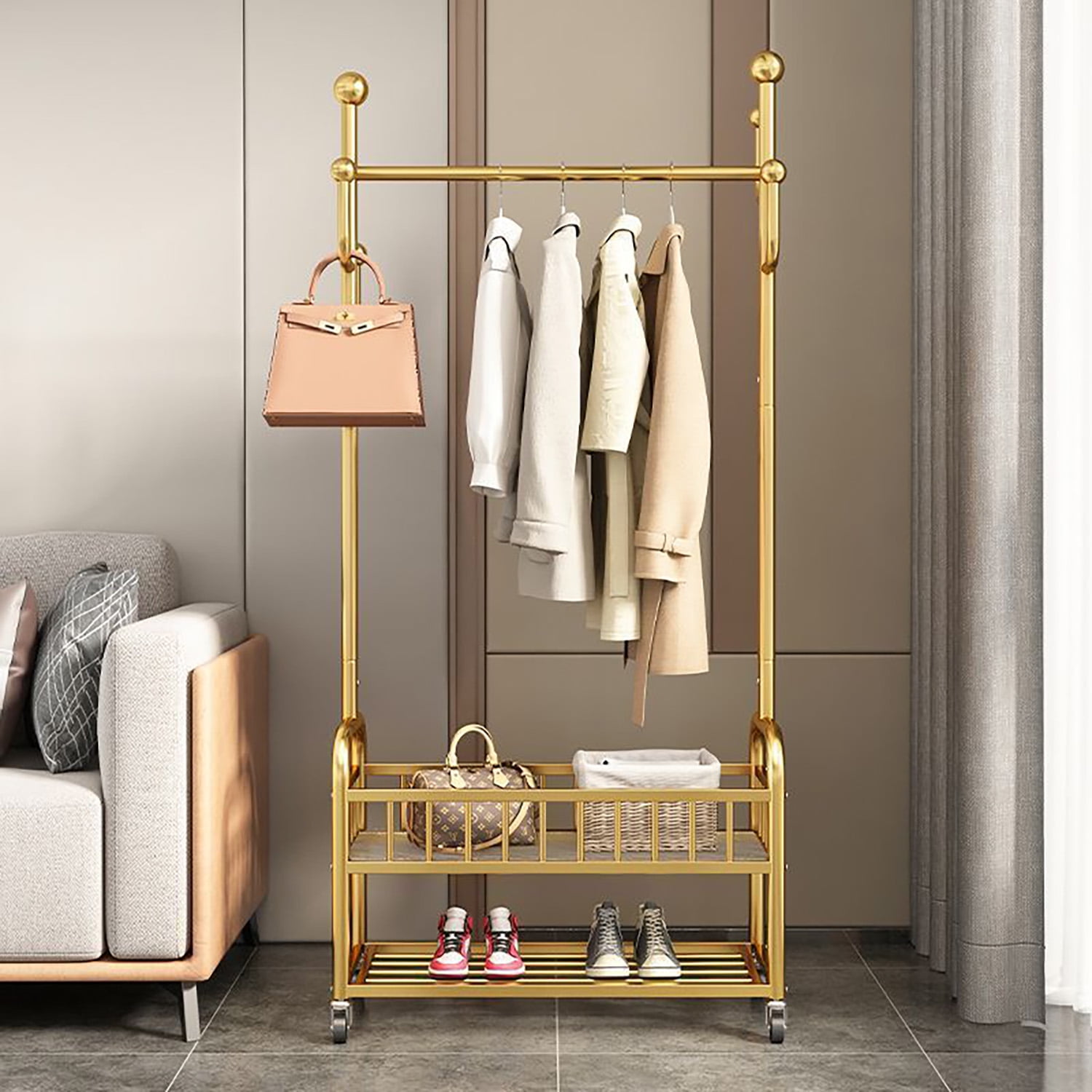 SUIGDRR Clothing Rack, Standing with Wheels, Heavy Duty for Storage ...