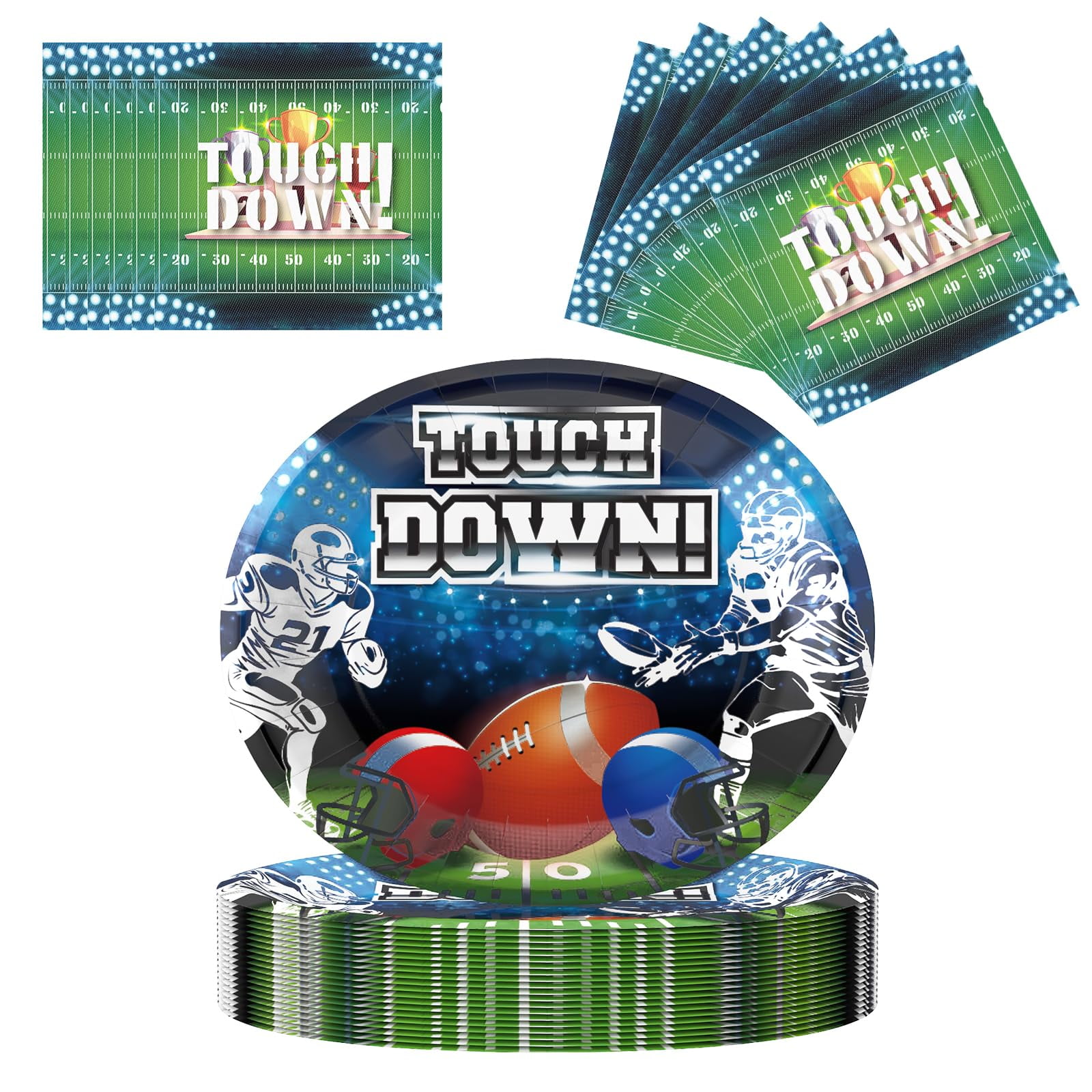 SUIGREOY 100 Pcs Football Oval Paper AFN1Plates and Napkins Set, 10" x ...