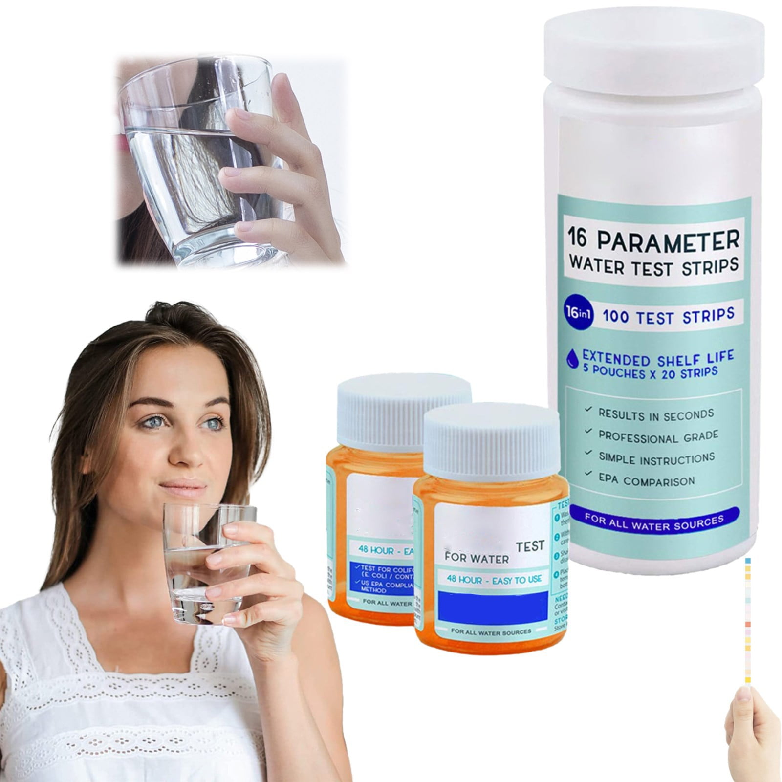 SUJITO 17 In 1 Premium Drinking Water Test Kit 100 Strips + 2 Tests ...