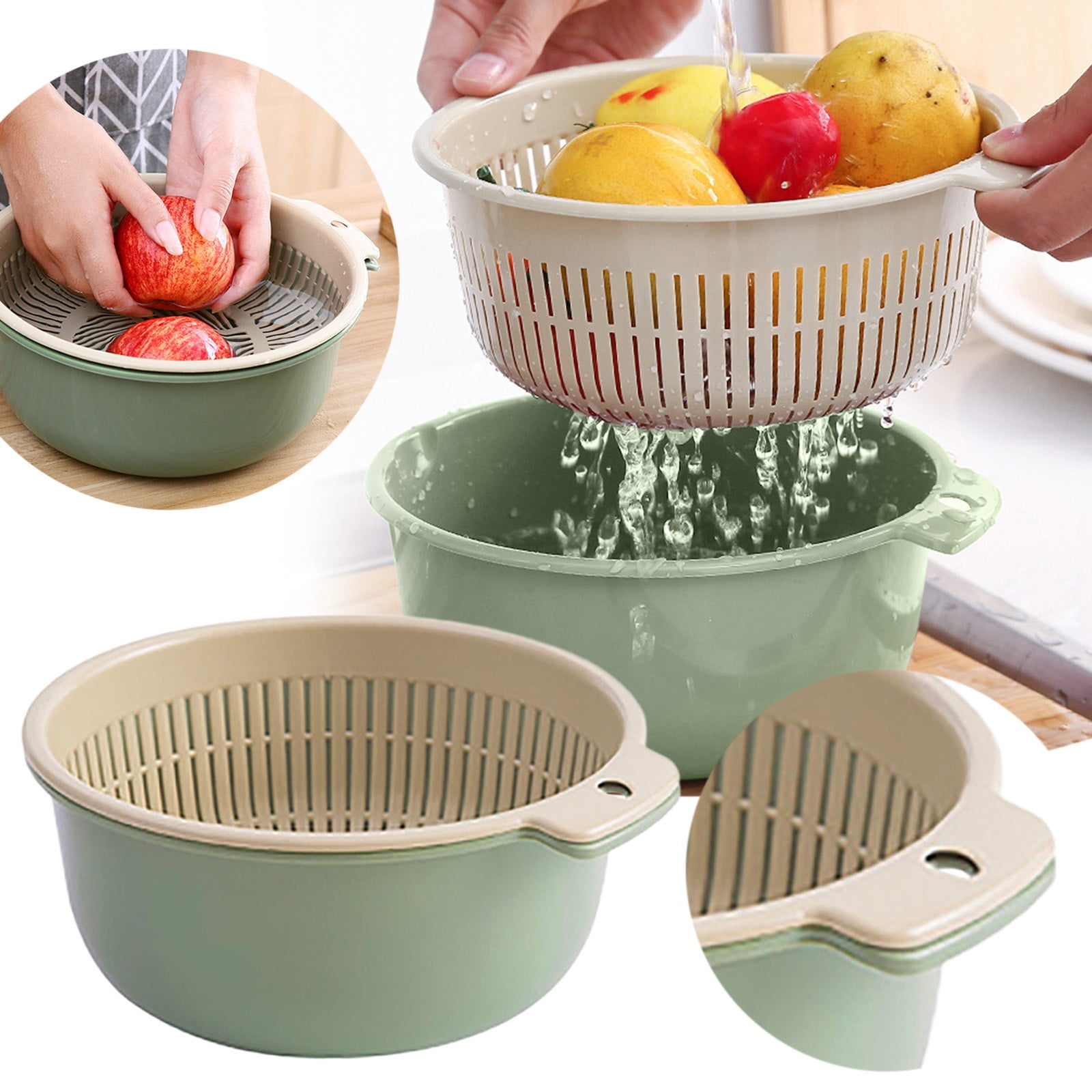 SUJITO 2 In 1 Detachable Plastic Basket Double Layer Separation Design ...