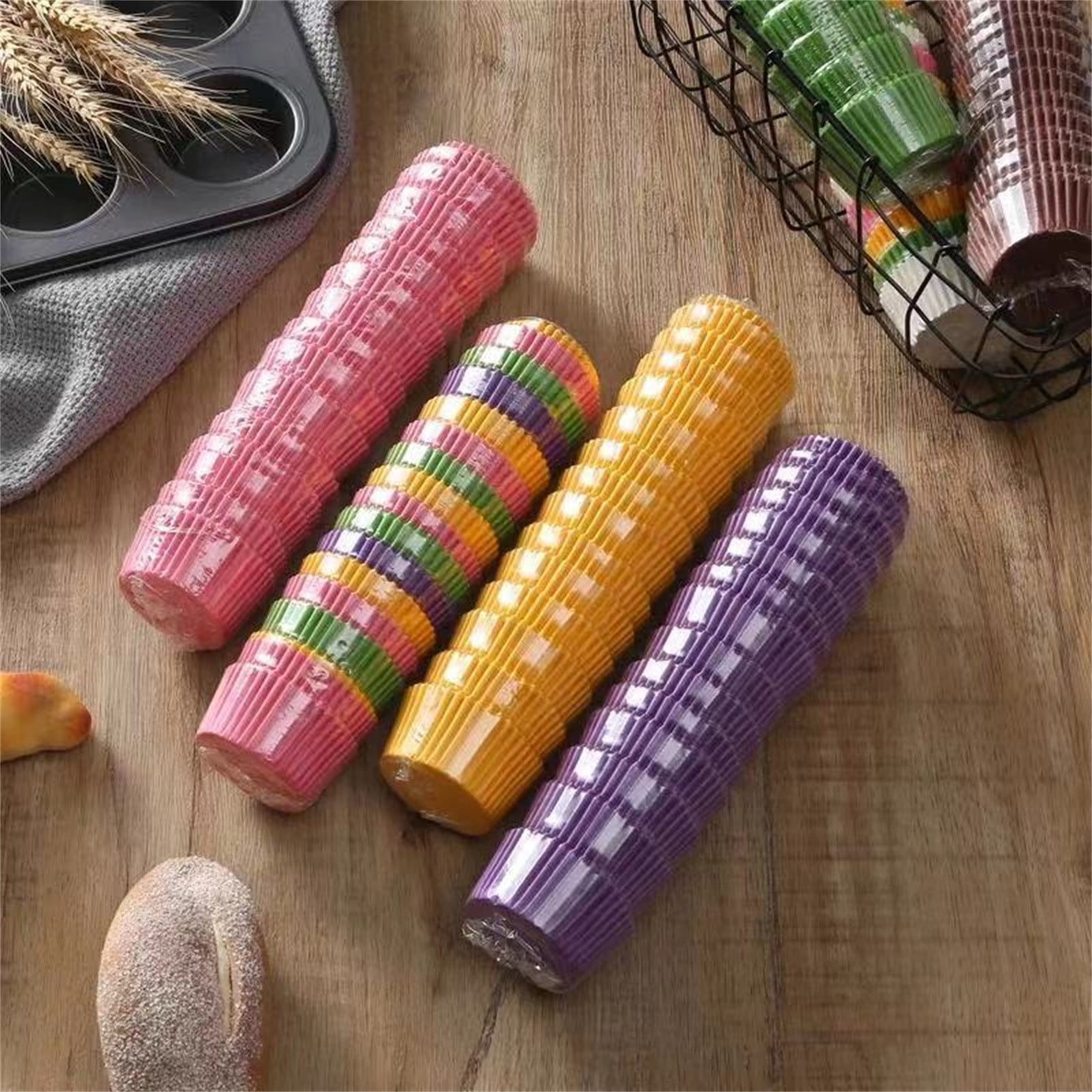 SUJITO 300Pcs Paper Cupcake Tray Waxy Green Dough Egg Yolk Crisp Baking ...