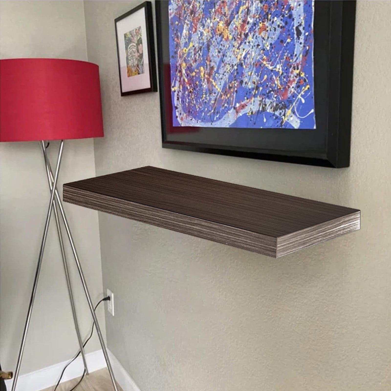 SUJITO Floating Storage Shelf Wall Mounted Suspended Partition Wooden ...