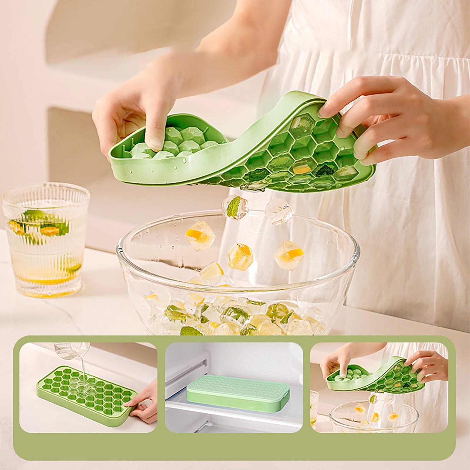 SUJITO Small Ice Cube Tray For Freezer: Easy Release Ice Cube Maker ...