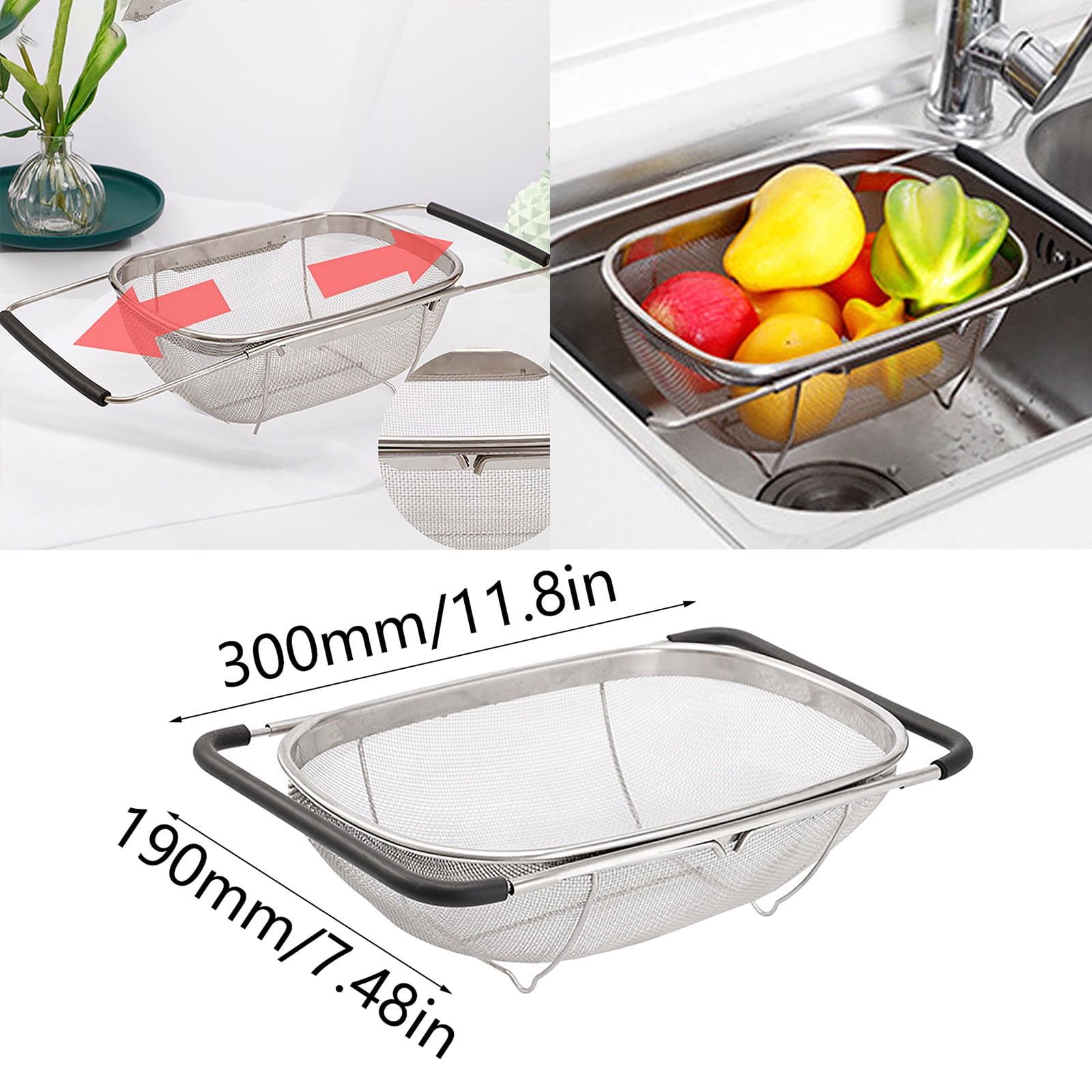 SUJITO Stainless Steel Adjustable Armrest Telescopic Kitchen Sink Drain ...