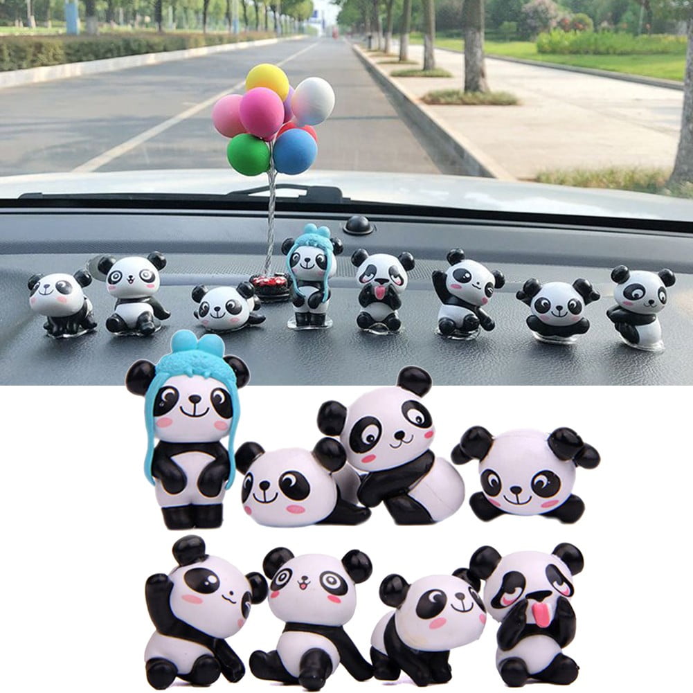 acdanc SUKIY 8Pcs Car Dashboard Decoration Cute Panda Toy Diy Cartoon ...