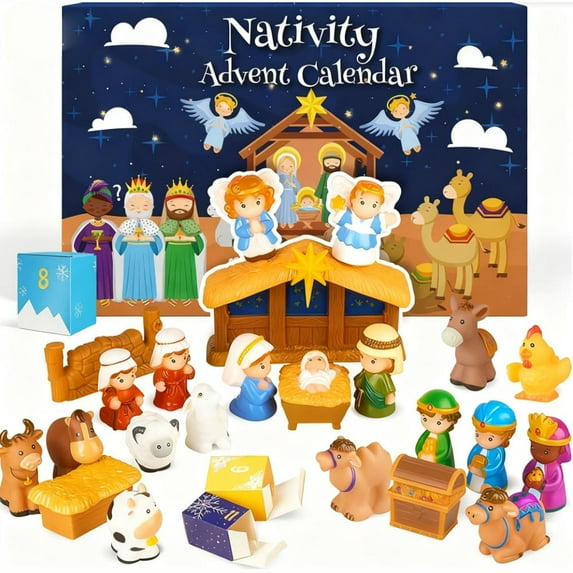 SUKVPSI 25-Piece Nativity Advent Calendar - Christmas Story Set with ...