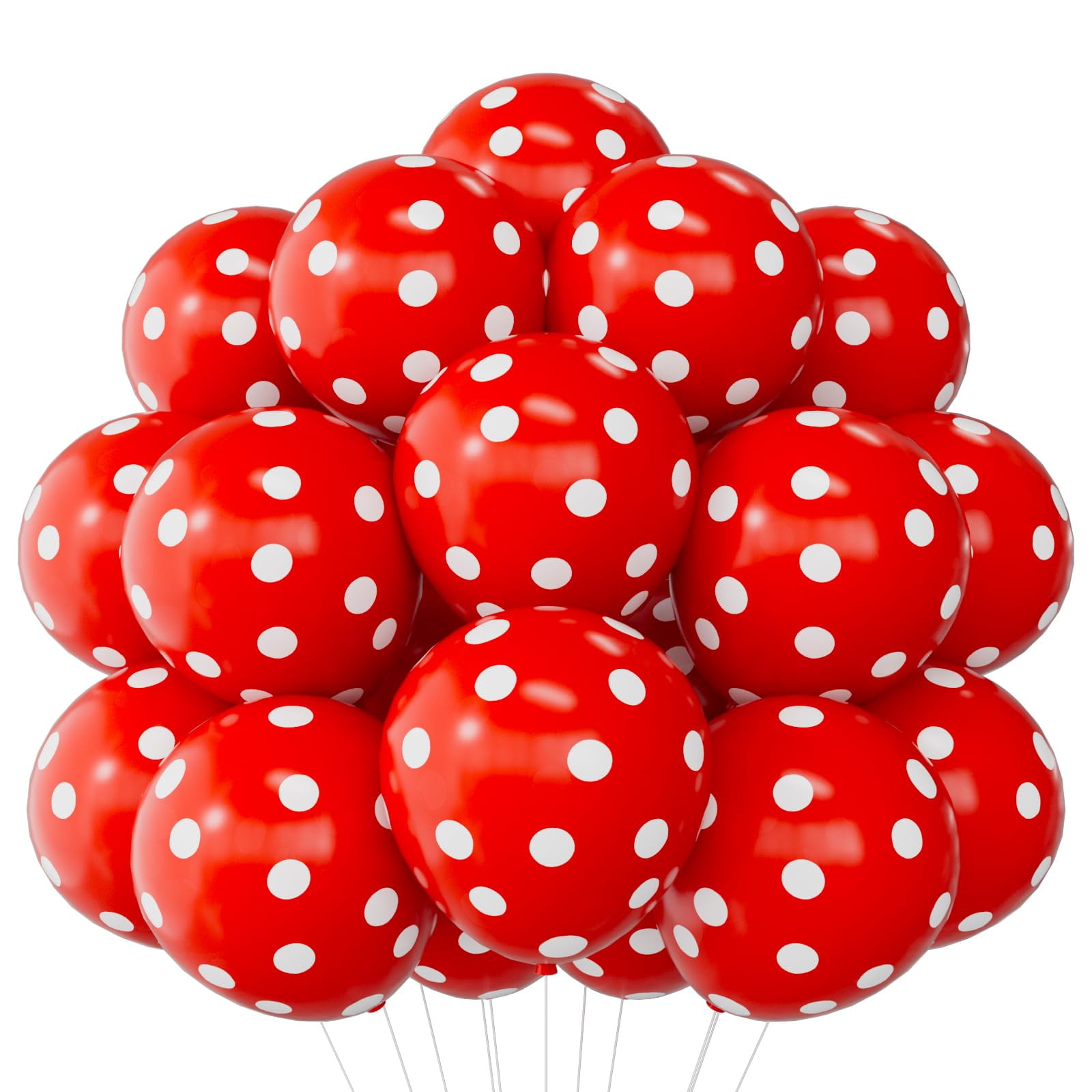 SULALABOO 62PCS Red Polka IFF17 Dot Balloons 12 Inch Latex Helium Round ...