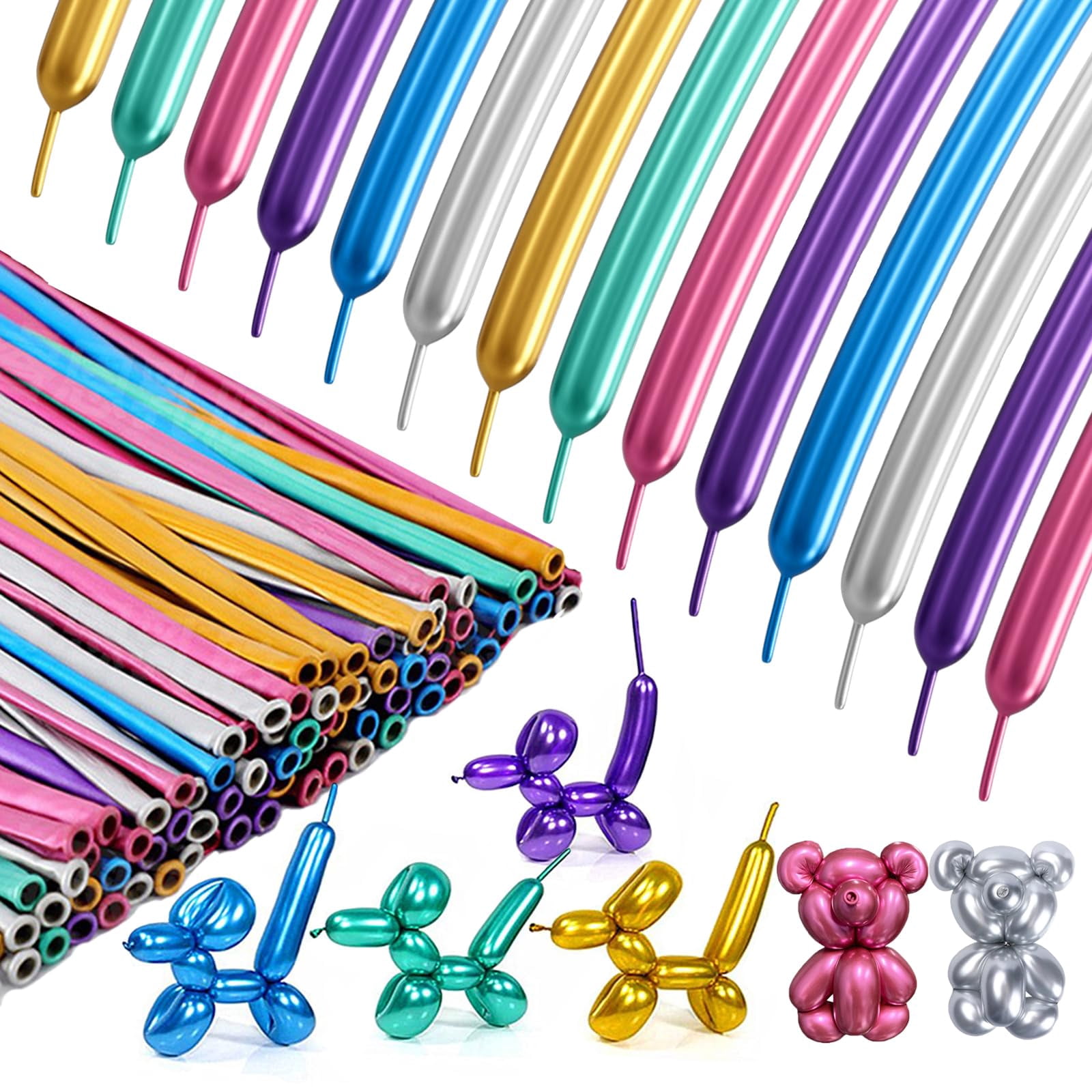 SULALABOO Metallic 260 Balloons SSF20 80PCS Multicolored Latex Long ...
