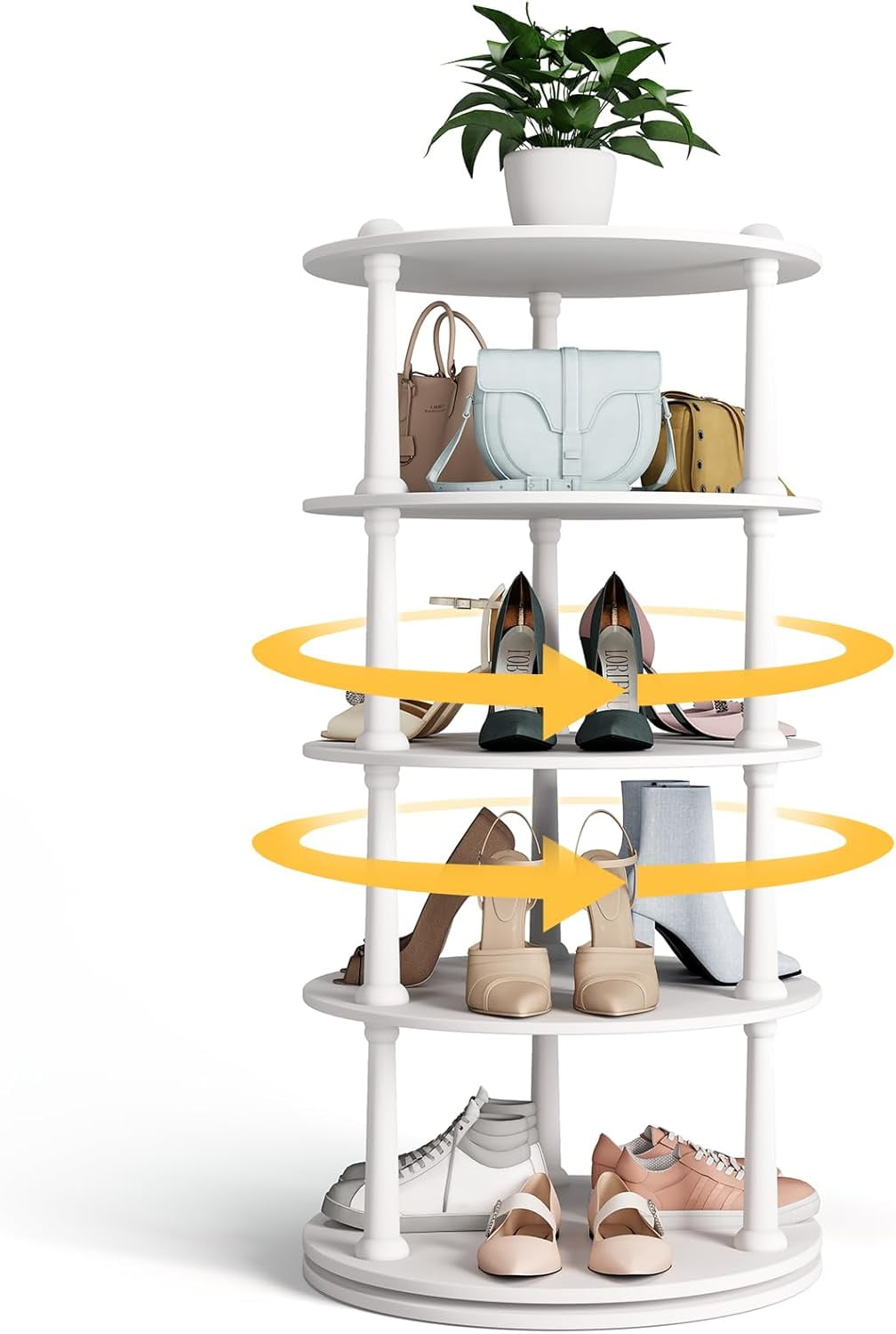 SULIVES, 360 Spinning Rotating Shoe Rack Tower, 4 Tier Lazy Susan ...