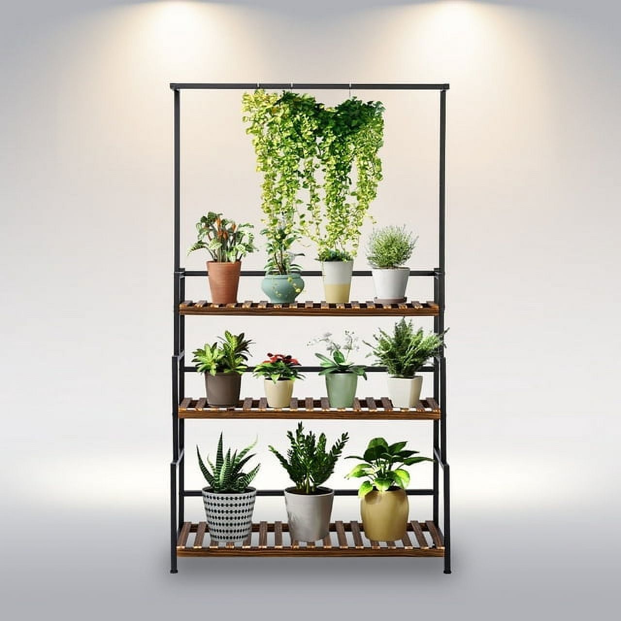 SULIVES 3 Tier Indoor Outdoor Plant Stand, Tall Balcony Rack, Multiple ...
