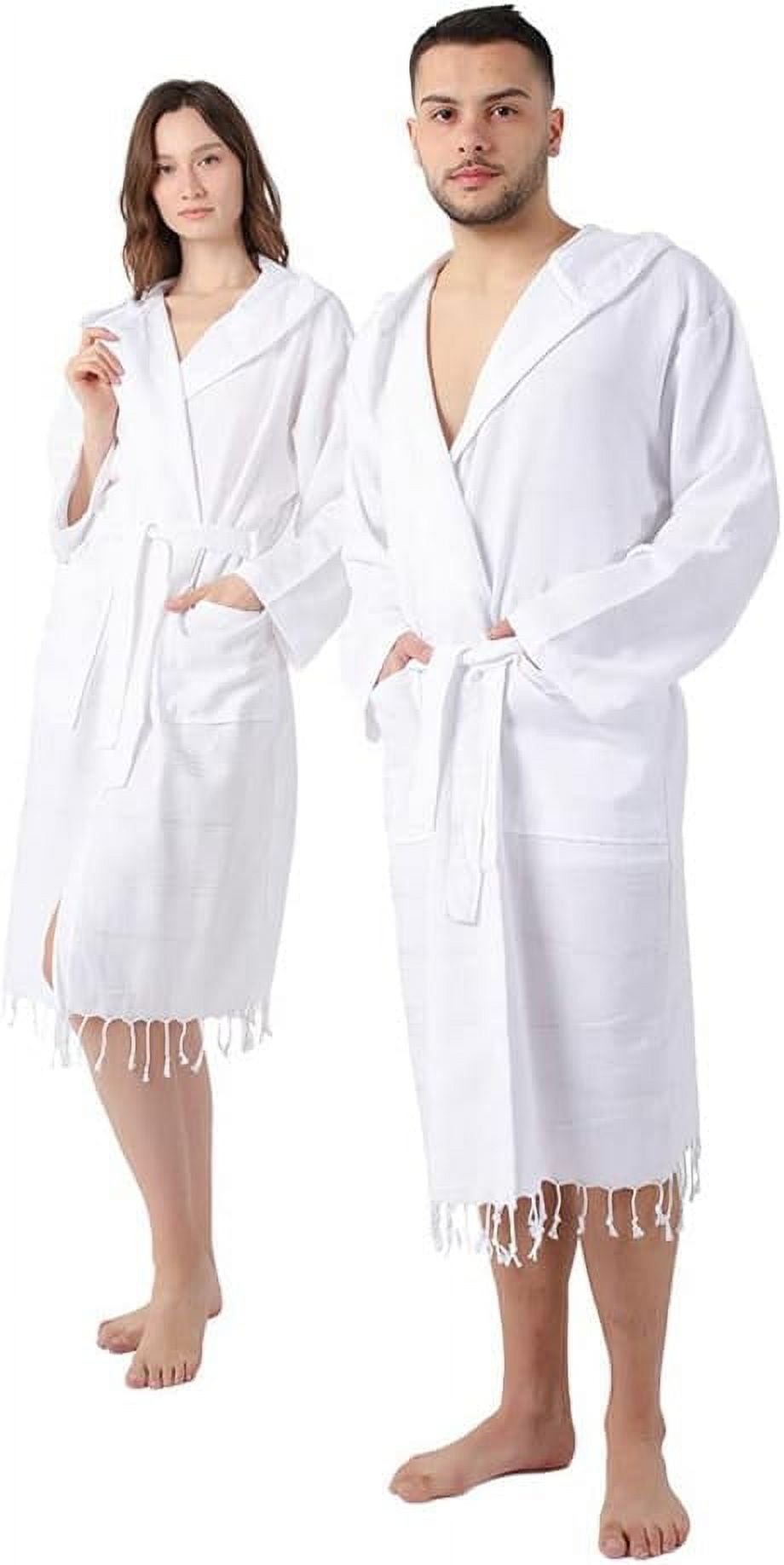 SULTAN'S GEM Lightweight Hooded Cotton Robe for Men and Women, Turkish ...