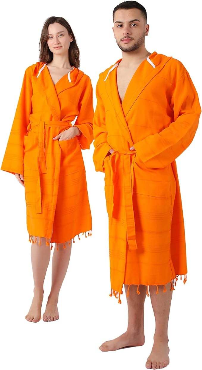 SULTAN'S GEM Lightweight Hooded Cotton Robe for Men and Women, Turkish ...