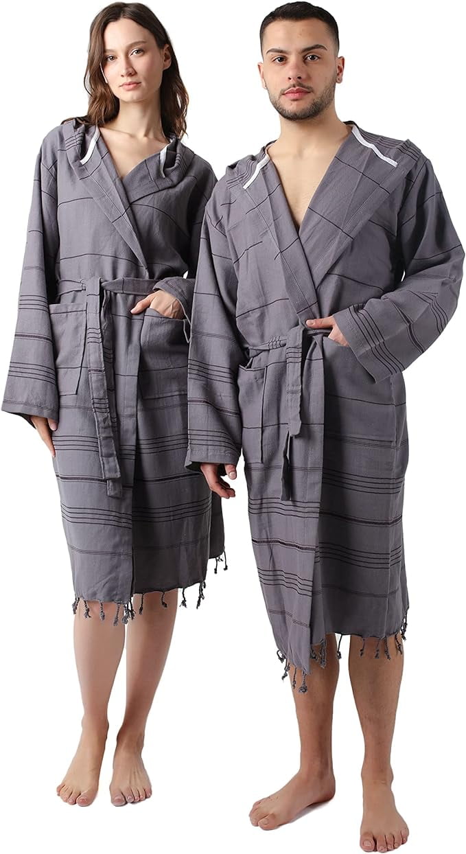 SULTAN'S GEM Lightweight Hooded Cotton Robe for Men and Women, Turkish ...