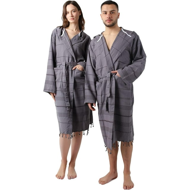 SULTAN'S GEM Lightweight Hooded Cotton Robe for Men and Women, Turkish ...