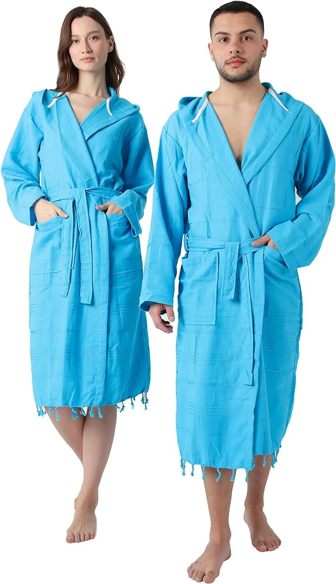 SULTAN'S GEM Lightweight Hooded Cotton Robe for Men and Women, Turkish ...