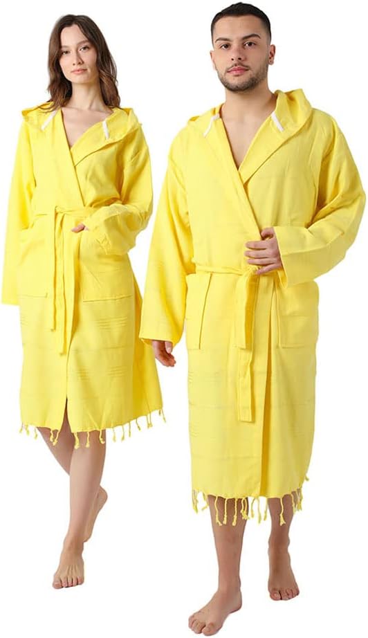 SULTAN'S GEM Lightweight Hooded Cotton Robe for Men and Women, Turkish ...