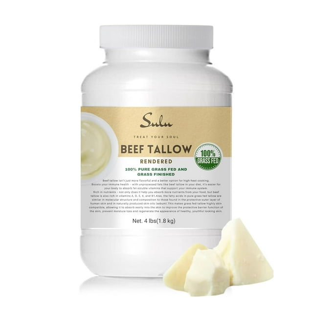 SULU 100% Pure Rendered Grass Fed Beef Tallow-Food Grade- 4 LBS/64 OZ ... SULU 100% Pure Rendered Grass Fed Beef Tallow-Food Grade- 4 LBS/64 OZ ...